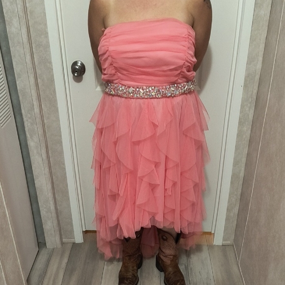 Deb | Dresses | Deb Strapless Pink Dress With Embellished Waist | Poshmark